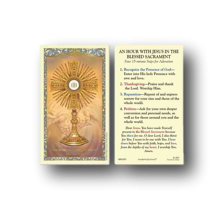 Eucharistic Adoration of the Blessed Sacrament Laminated Holy Card ...